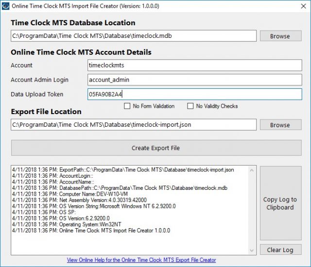 Exporting Time Clock MTS Data to Online Time Clock MTS - Time Clock MTS