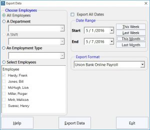 Integrating Time Clock MTS with Union Bank Online Payroll